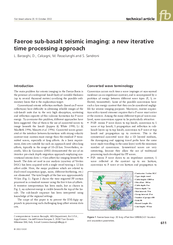 (PDF) Technical article: Faeroe sub-basalt seismic imaging: a new ... (PDF) Technical article: Faeroe sub-basalt seismic imaging: a new ...