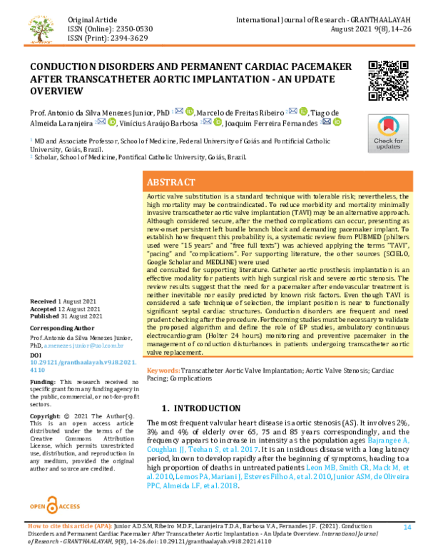 (PDF) Conduction Disorders and Permanent Cardiac Pacemaker After Transcatheter Aortic ...