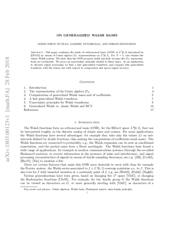 (PDF) On generalized Walsh bases
