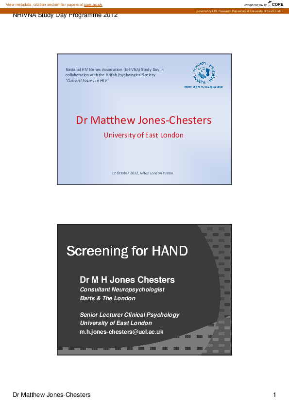 (PDF) Screening for HAND