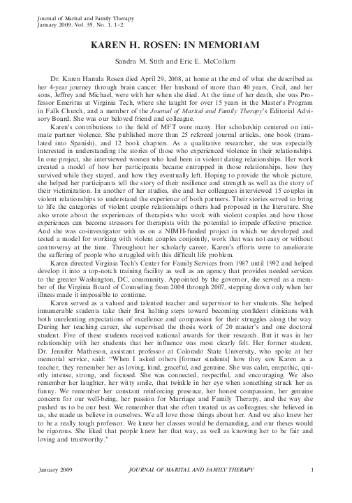 (PDF) Karen H. Rosen: In Memoriam