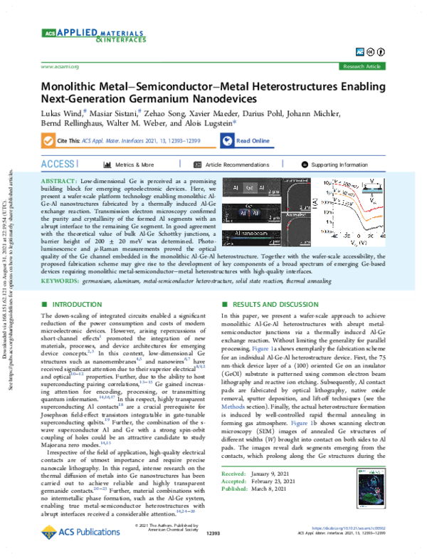 (PDF) Monolithic Metal–Semiconductor–Metal Heterostructures Enabling Next-Generation Germanium ...