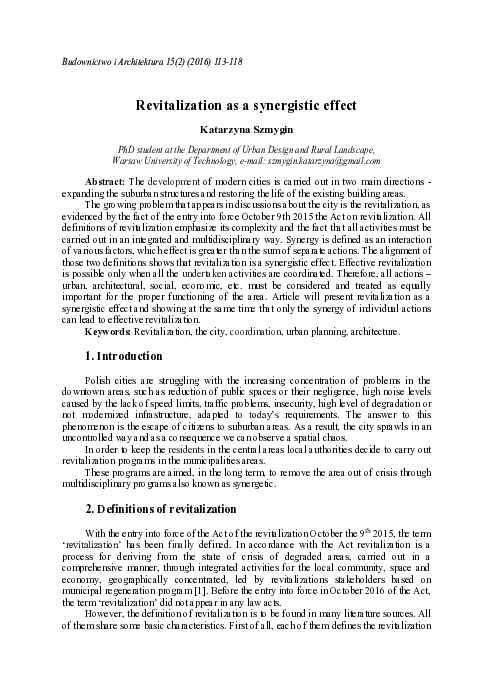 (PDF) Revitalization as a synergistic effect