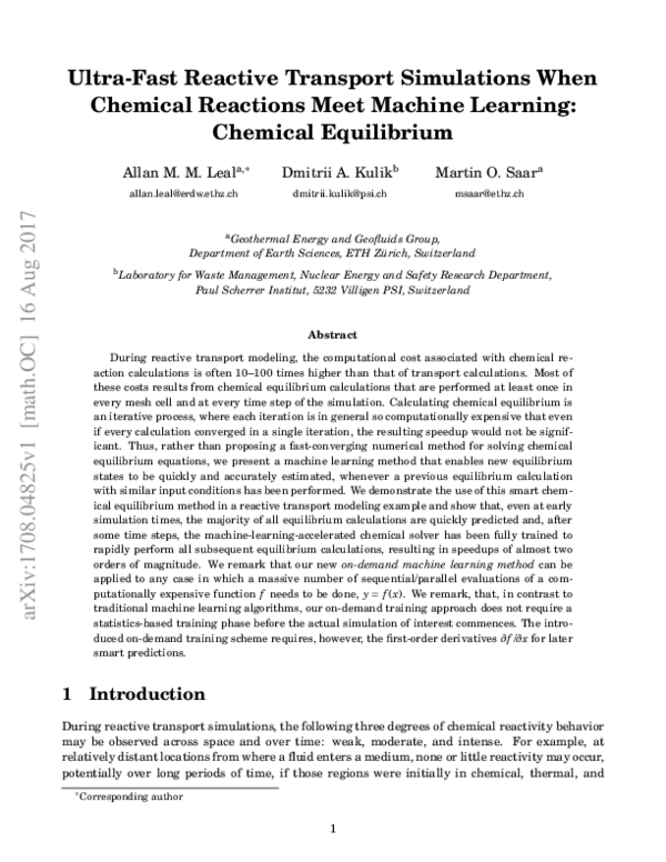 (PDF) Ultra-Fast Reactive Transport Simulations When Chemical Reactions ...