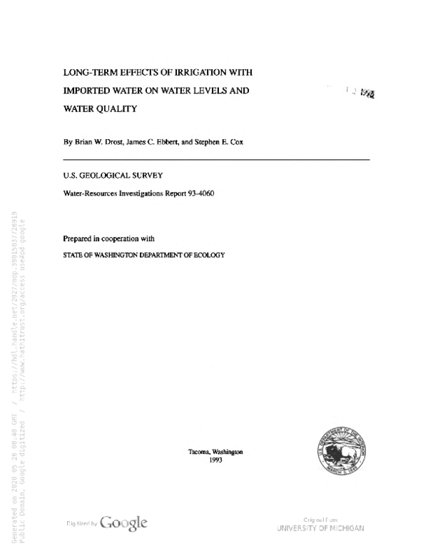 (PDF) Long-term effects of irrigation with imported water on water ...