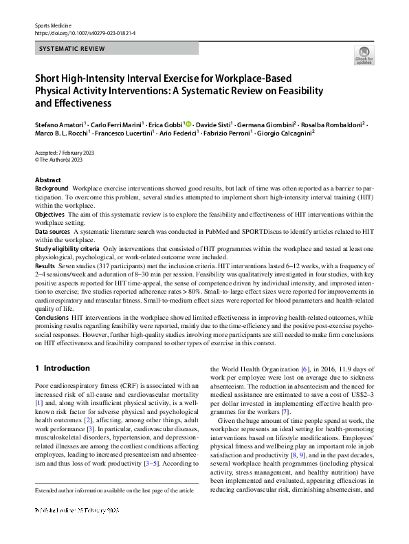 (PDF) Short High-Intensity Interval Exercise for Workplace-Based Physical Activity Interventions ...