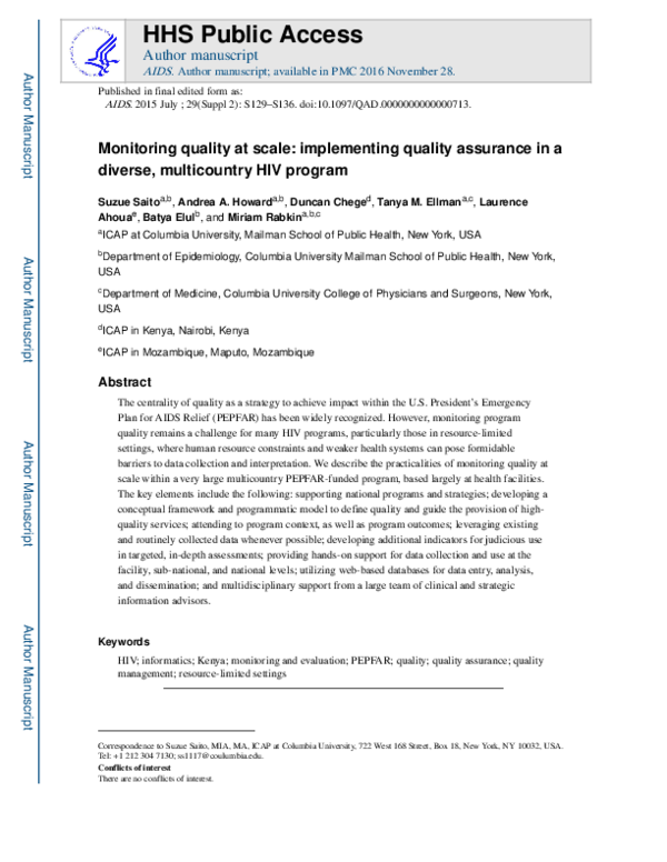 (PDF) Monitoring quality at scale