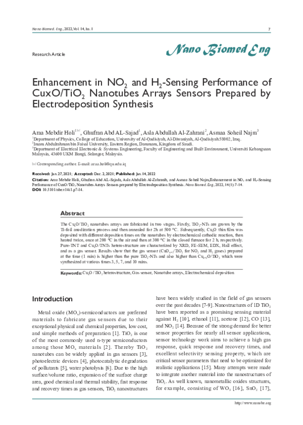 (PDF) Enhancement in NO2 and H2-Sensing Performance of CuxO/TiO2 ...