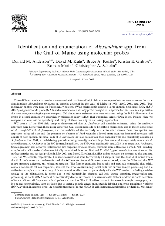 (PDF) Identification and enumeration of Alexandrium spp. from the Gulf ...