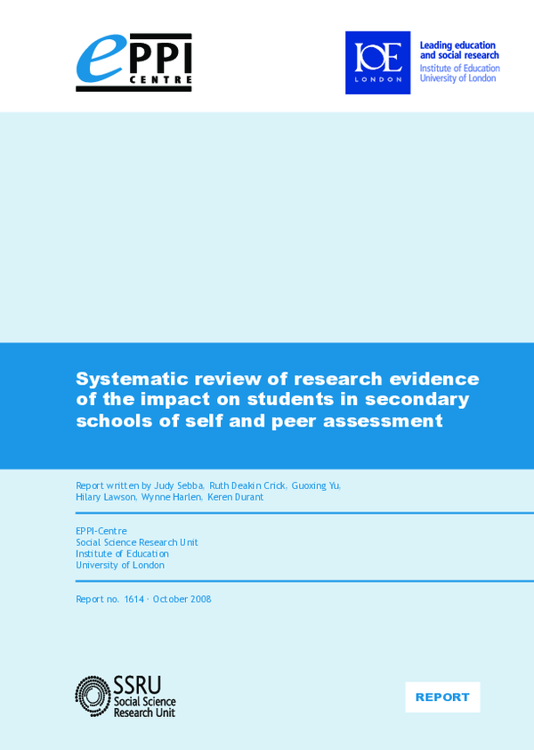 (PDF) A systematic review of the impact of self and peer assessment on ...