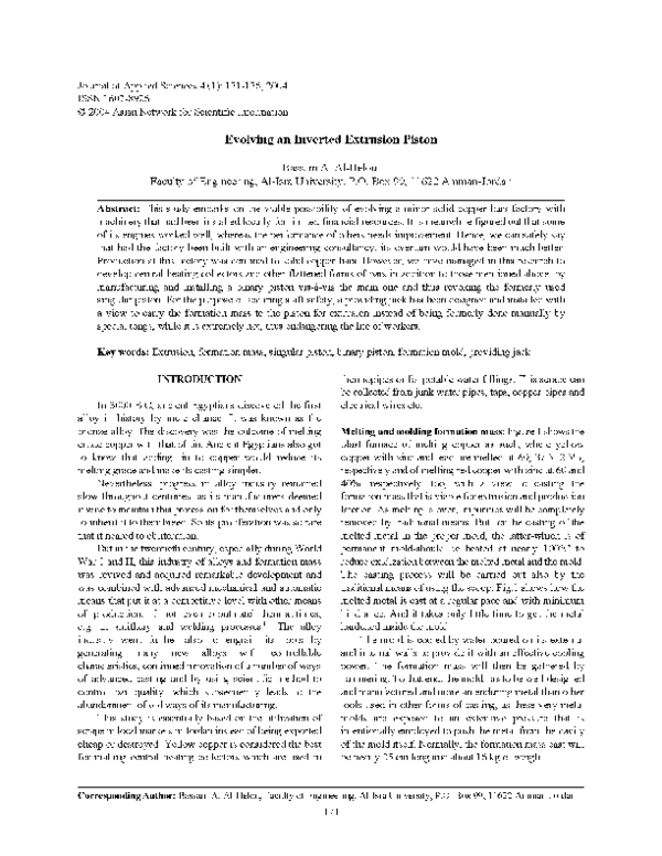 (PDF) Evolving an Inverted Extrusion Piston