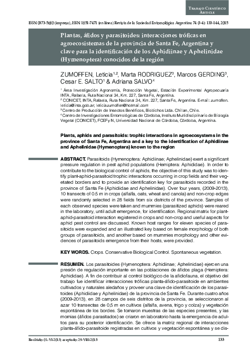 (PDF) Plants, aphids and parasitoids: trophic interactions in ...