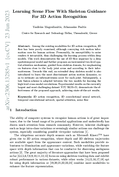 (PDF) Learning Scene Flow With Skeleton Guidance For 3D Action Recognition
