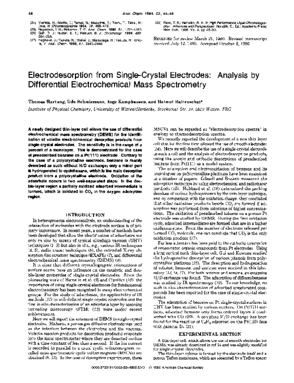 (PDF) Electrodesorption from single-crystal electrodes: analysis by ...