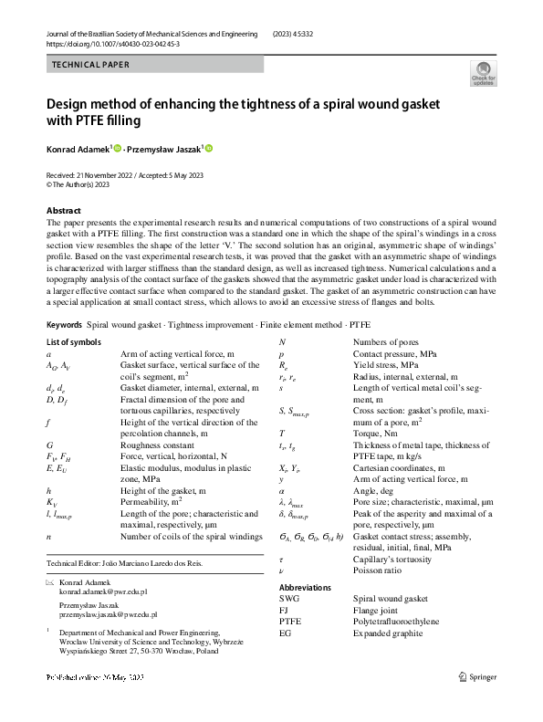 (PDF) Design method of enhancing the tightness of a spiral wound gasket ...