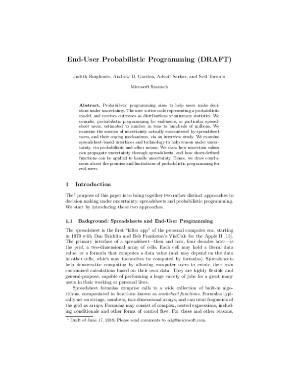 (PDF) End-User Probabilistic Programming ( DRAFT )