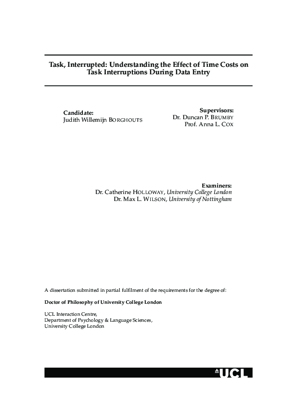 (PDF) Task, interrupted: understanding the effect of time costs on task ...