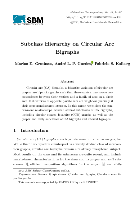 (PDF) Subclass Hierarchy on Circular Arc Bigraphs