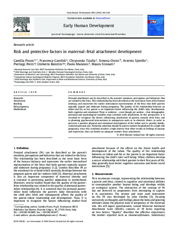 (PDF) Risk and protective factors in maternal–fetal attachment development