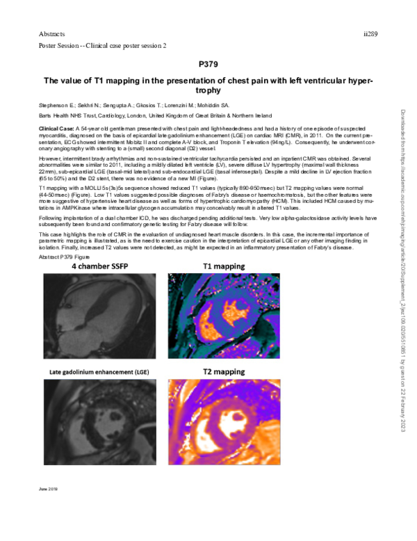 (PDF) P379The value of T1 mapping in the presentation of chest pain ...