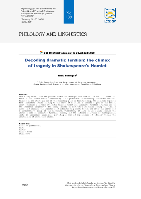 (PDF) Decoding dramatic tension: the climax of tragedy in Shakespeare's Hamlet