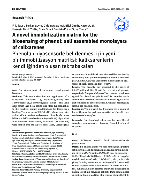 (PDF) A novel immobilization matrix for the biosensing of phenol: self assembled monolayers of ...