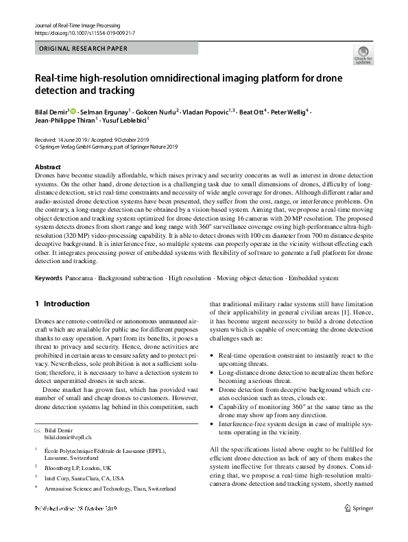 Pdf Real Time High Resolution Omnidirectional Imaging Platform For Drone Detection And Tracking