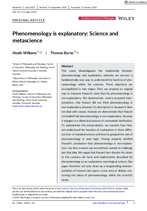 (PDF) Phenomenology is Explanatory: Science and Metascience