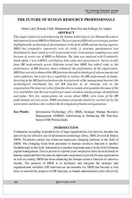 (PDF) THE FUTURE OF HUMAN RESOURCE PROFESSIONALS