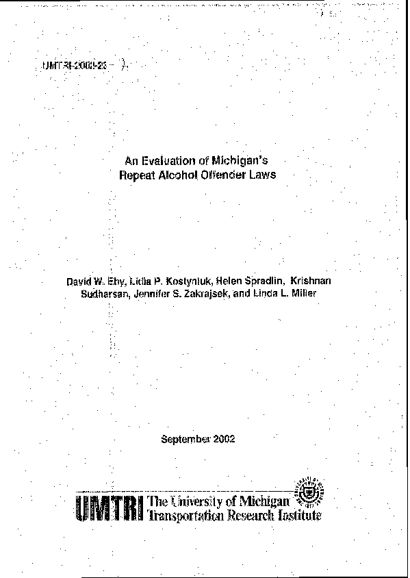 (PDF) An evaluation of Michigan's repeat alcohol offender laws ...