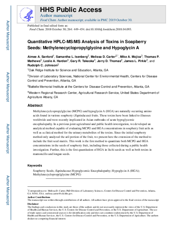 (PDF) Quantitative HPLC–MS/MS analysis of toxins in soapberry seeds ...