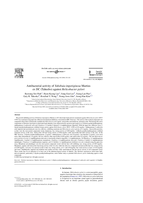 (PDF) Antibacterial activity of Tabebuia impetiginosa Martius ex DC ...
