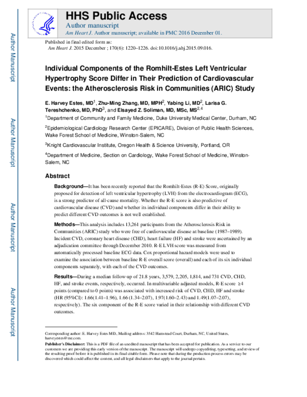 (PDF) Individual components of the Romhilt-Estes left ventricular ...