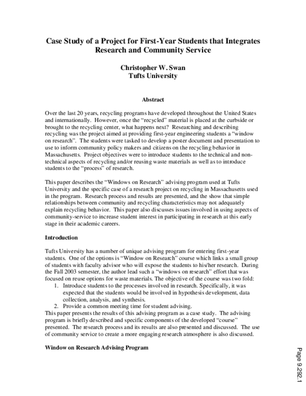(PDF) Case Study Of A Project For First Year Students That Integrates ...