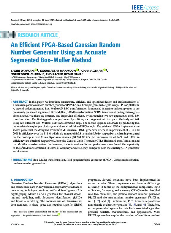 Pdf An Efficient Fpga Based Gaussian Random Number Generator Using An 5962