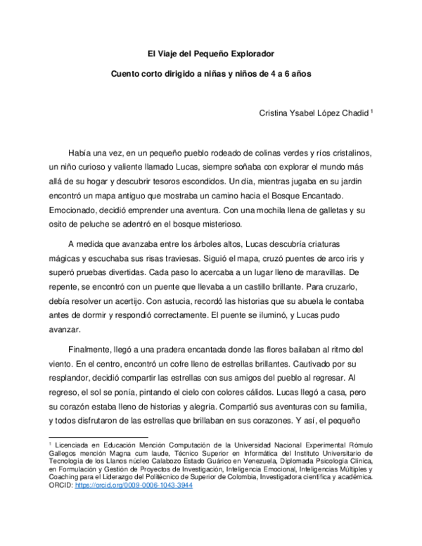 (PDF) El Viaje del Pequeño Explorador - Cuento corto dirigido a niñas y ...