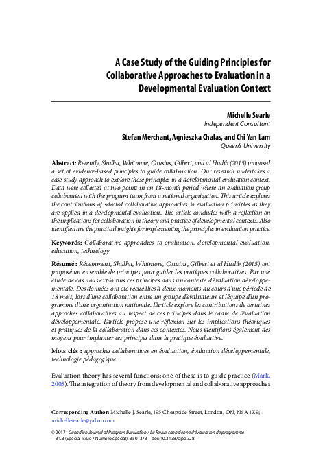 (PDF) A Case Study of the Guiding Principles for Collaborative Approaches to Evaluation in a ...