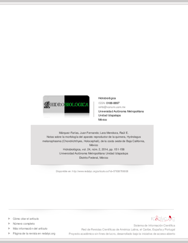 (PDF) Notas sobre la morfología del aparato reproductor de la quimera ...