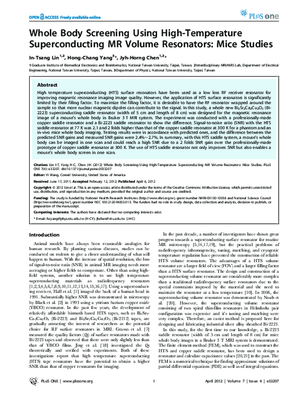 (PDF) Whole Body Screening Using High-Temperature Superconducting MR ...