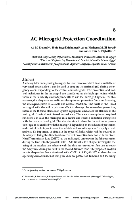 (PDF) AC Microgrid Protection Coordination | Ali Eltamaly - Academia.edu