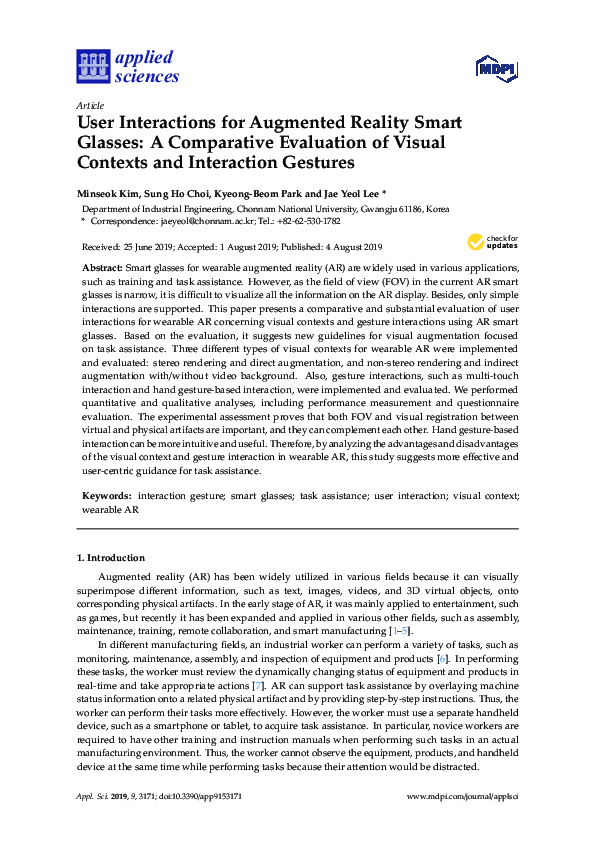 (PDF) User Interactions for Augmented Reality Smart Glasses: A Comparative Evaluation of Visual ...