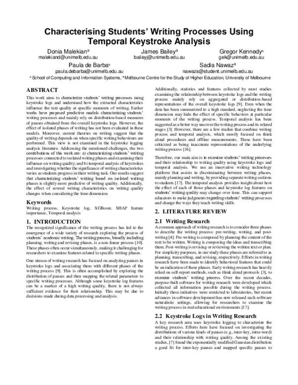 (PDF) Characterising Students' Writing Processes Using Temporal Keystroke Analysis