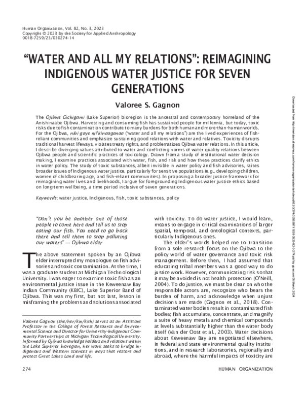 (PDF) “Water and All My Relations”: Reimagining Indigenous Water ...