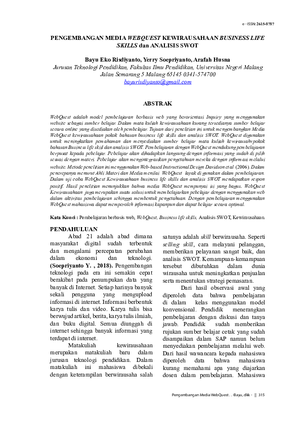 (PDF) Pengembangan Media Webquest Business Life Skills Dan Analisis ...
