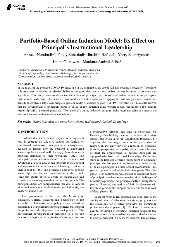 (PDF) Portfolio-Based Online Induction Model: Its Effect on Principal’s ...