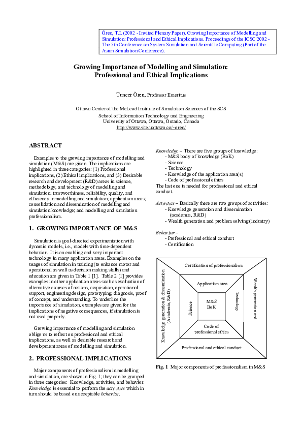 (PDF) Growing Importance of Modelling and Simulation: Professional and ...