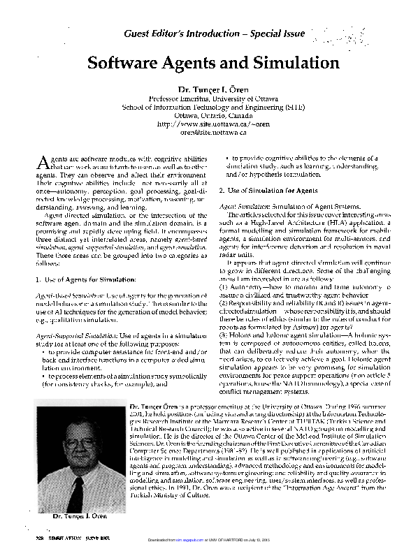 (PDF) Software Agents and Simulation