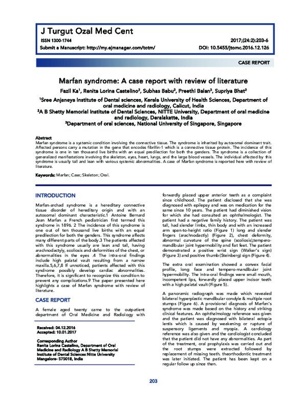 (PDF) Marfan syndrome: A case report with review of literature