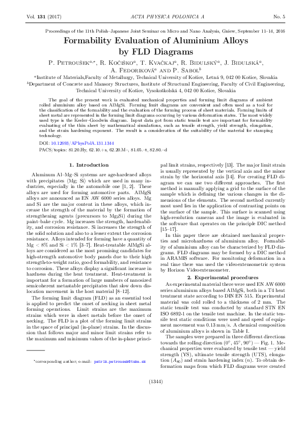 (PDF) Formability Evaluation of Aluminium Alloys by FLD Diagrams ...