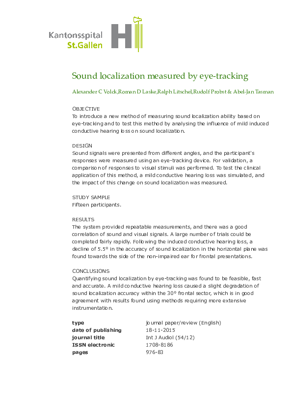 (PDF) Sound localization measured by eye-tracking